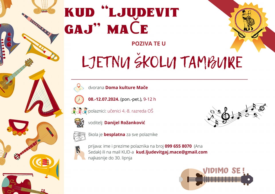 KUD "Ljudevit Gaj" Mače organizira Ljetnu školu tambure - Radio Stubica